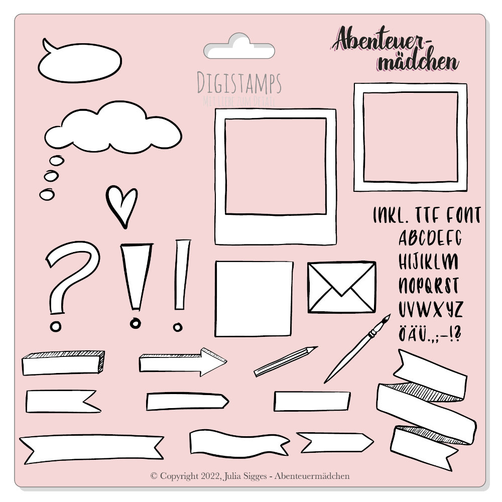 "Sketchnotes" Digistamps inkl. Datei zum umfärben.