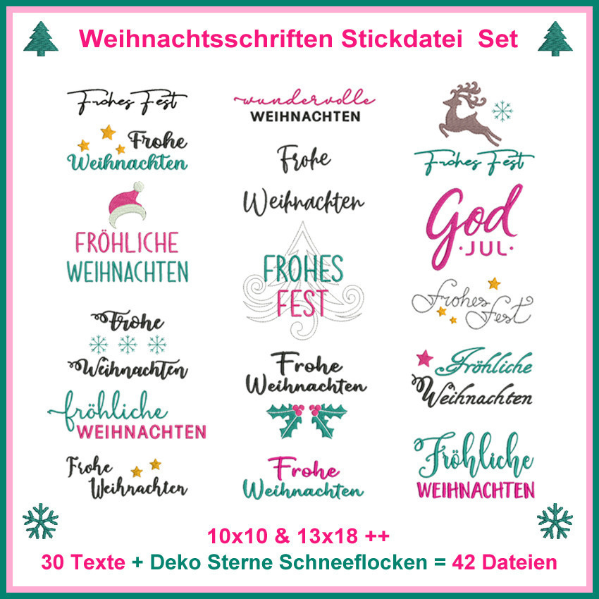 Stickdatei W38 Weihnachts Schriften Texte 2538