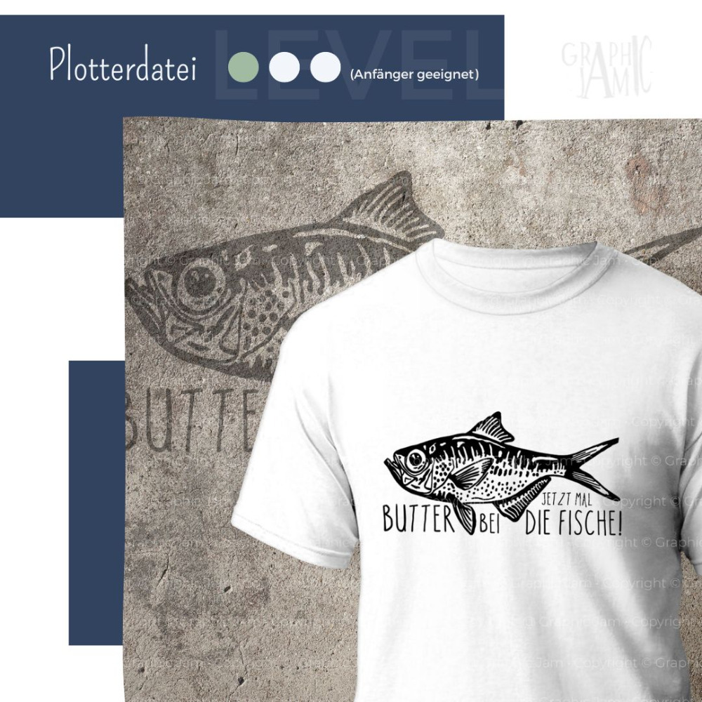 Fisch Plotterdatei | Butter bei die Fische in DXF & SVG