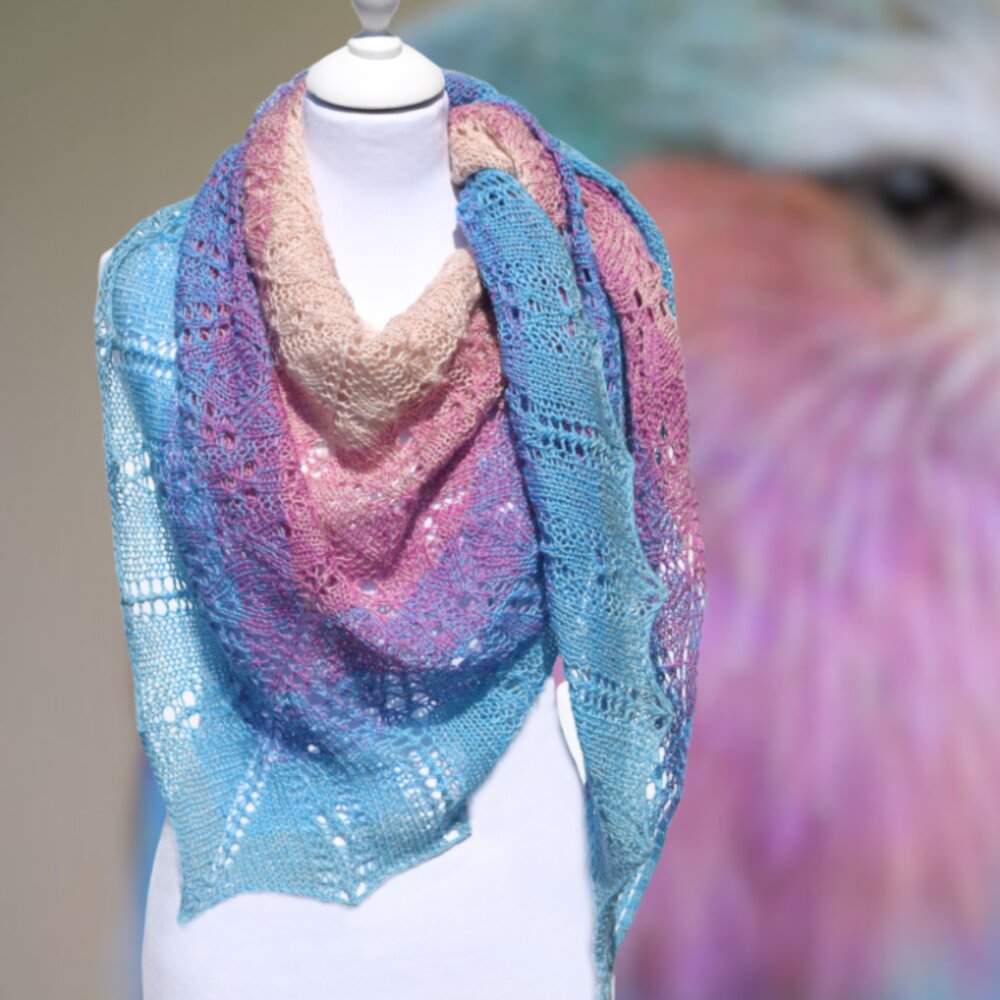 Knitting pattern lace shawl African Bird