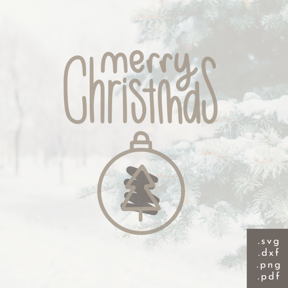 Plotterdatei Merry Christmas Weihnachtskugel mit Tannenbaum