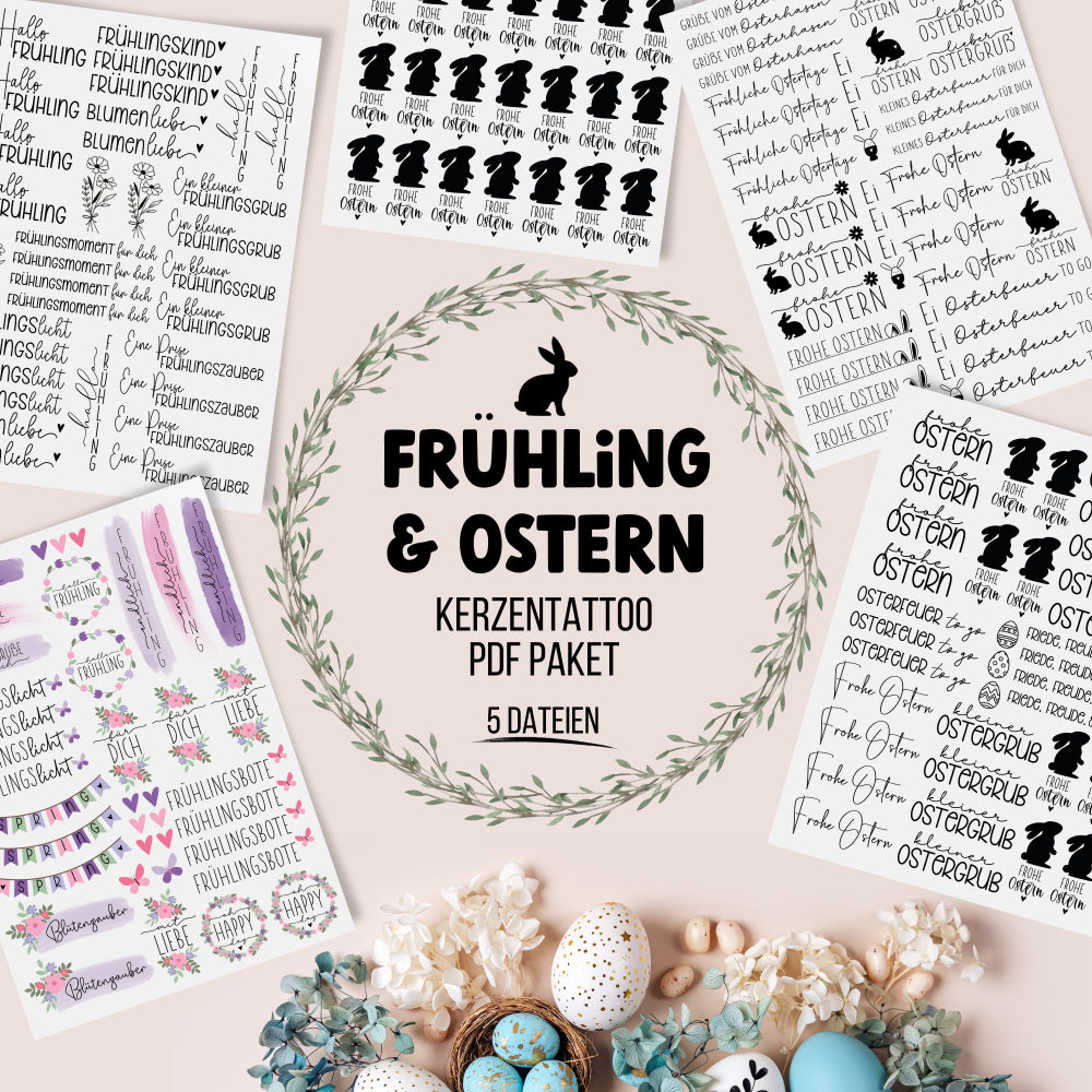 Ostern Frühling XXL PDF Kerzentattoo Bundle
