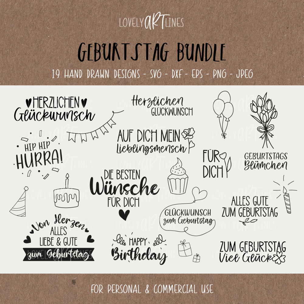 Plotterdatei "Geburtstag" SVG Bundle