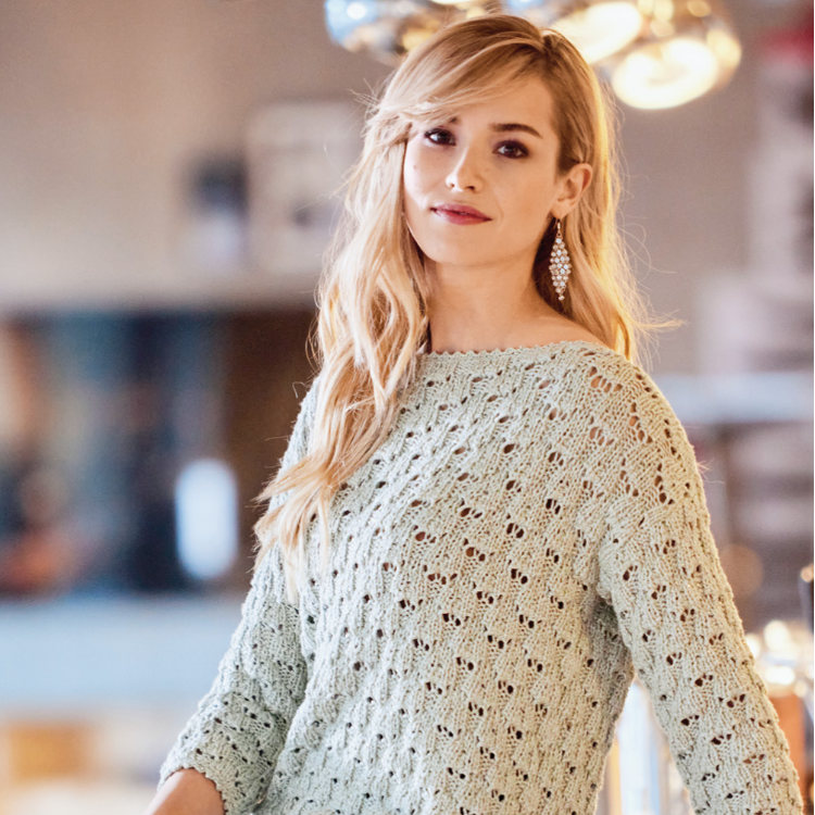 Pulli mit Ajourmuster in Pastellgrün