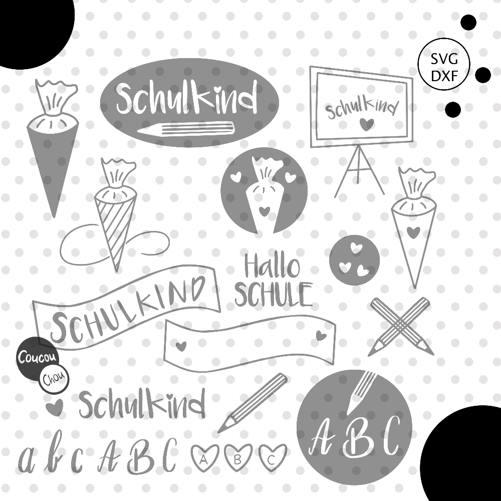 Plotterdatei Schulkind Einschulung svg dxf, CoucouChou