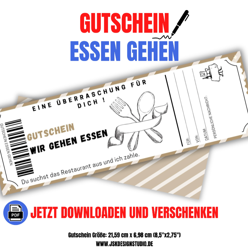 Gutschein Essen gehen zum Ausdrucken PDF 010