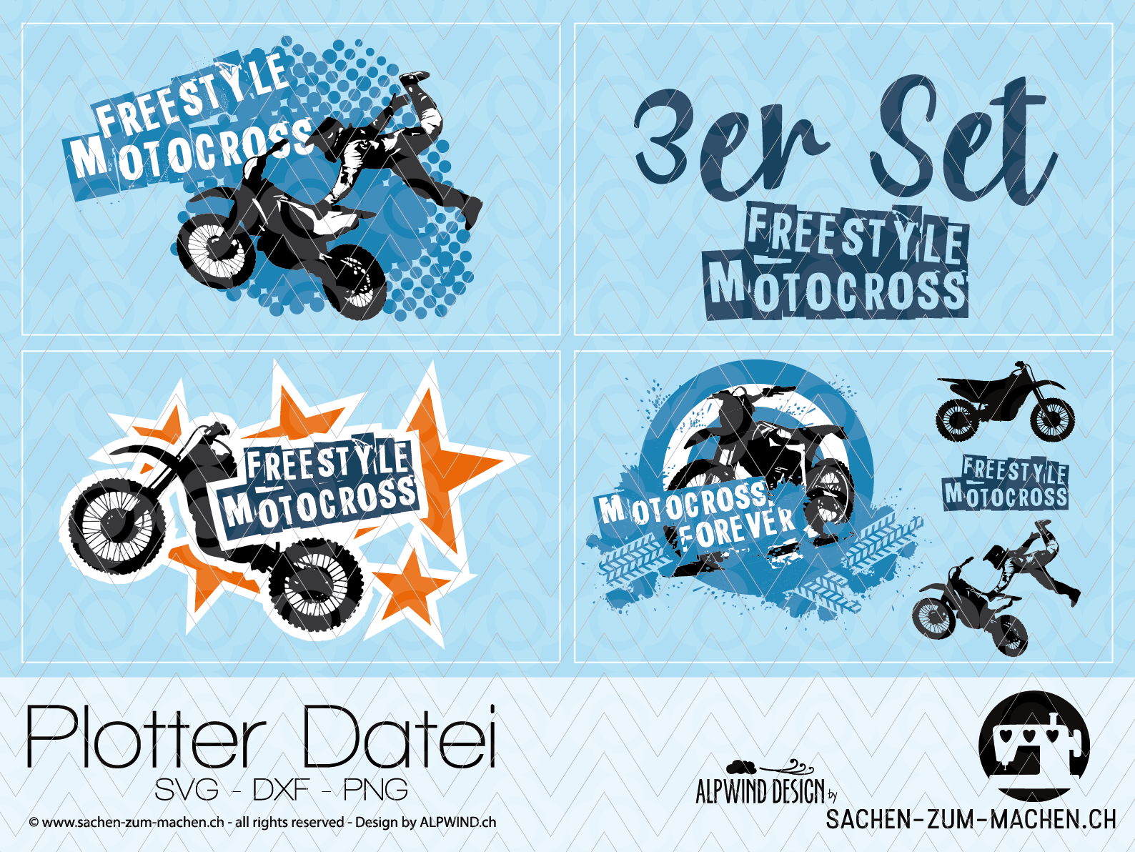 Plotter-Datei "Freestyle Motocross" (3er-Set)