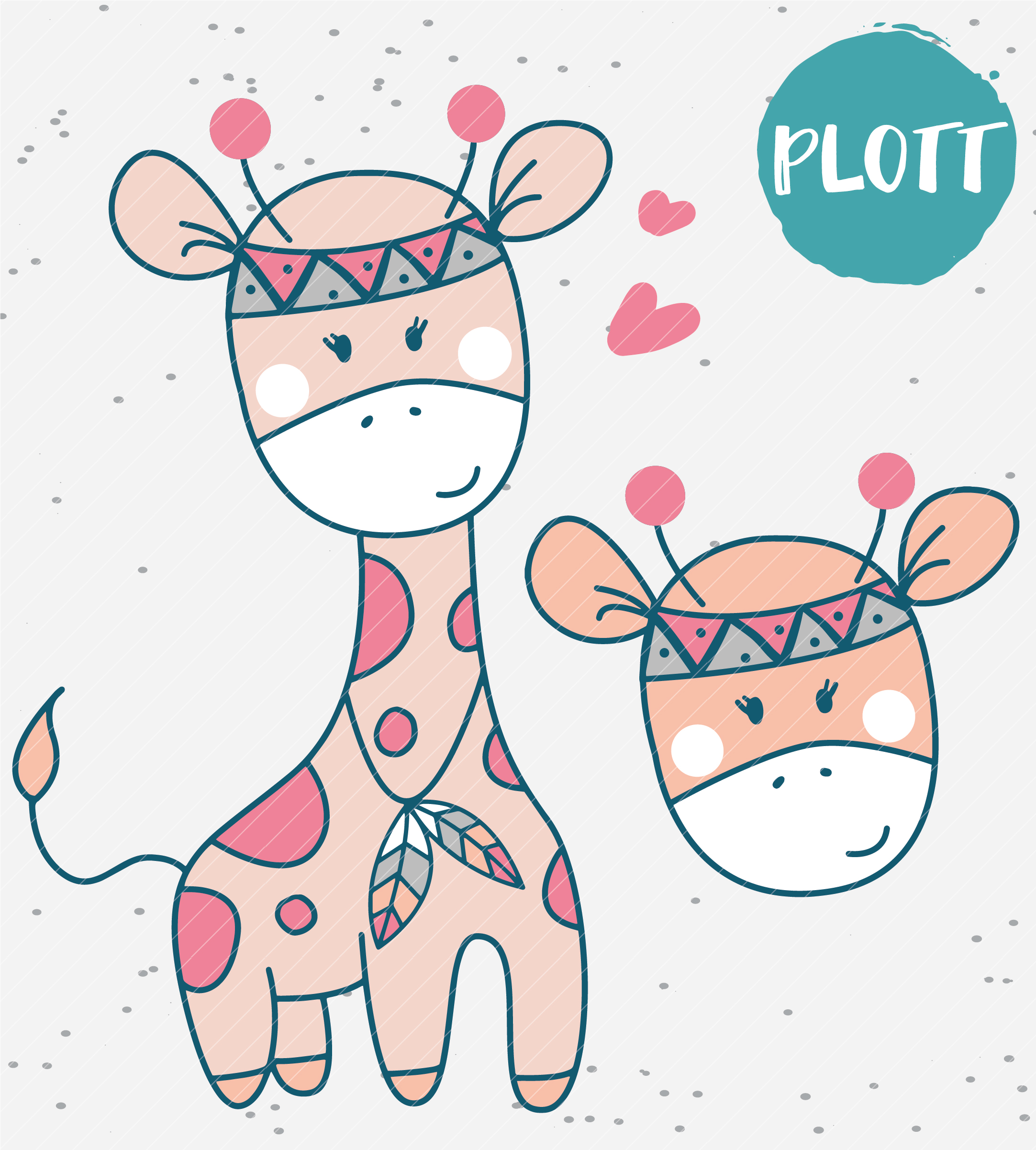 Plottervorlage Boho Giraffe