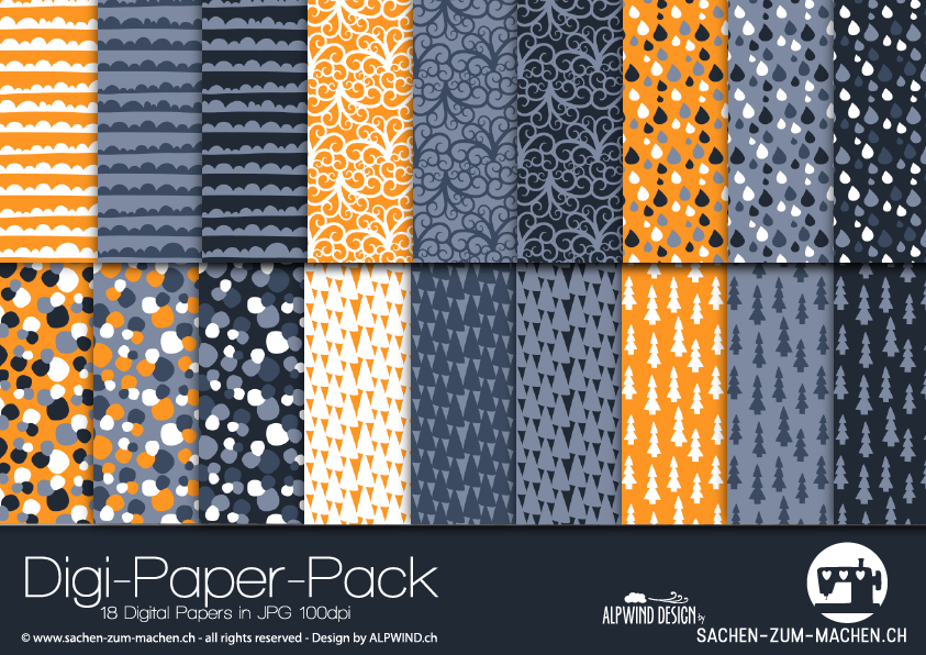 Digi-Paper "nature arts" (orange/grey)