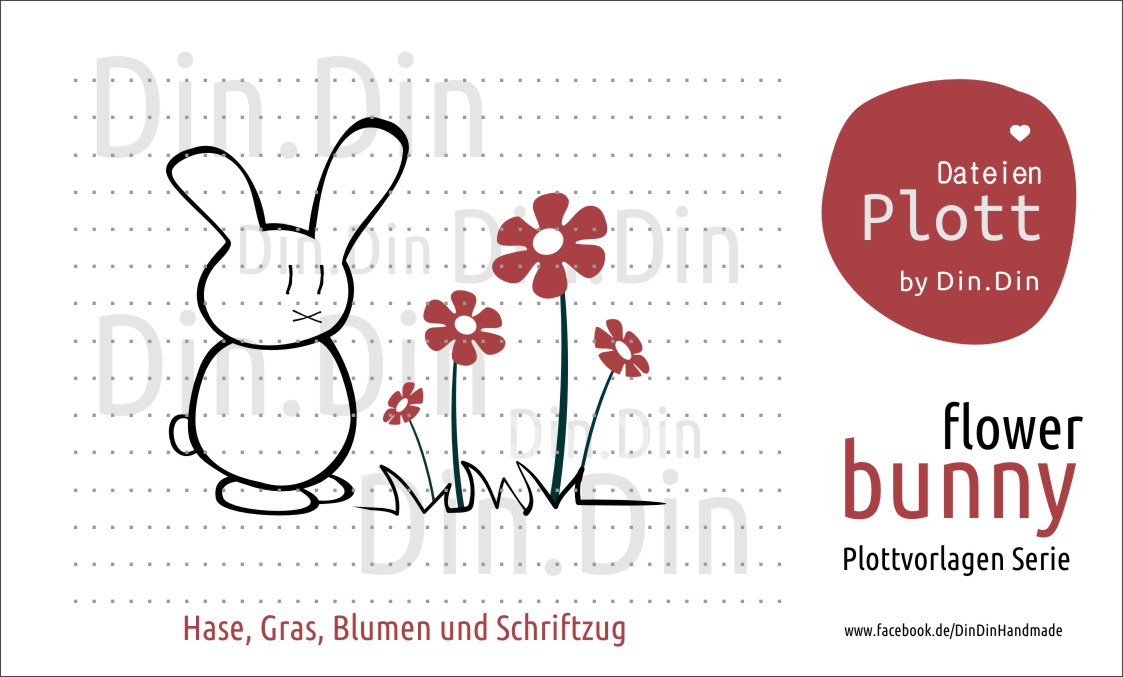Plottvorlage Plotterdatei "Bunny - Flowers - Hase - Blumen"