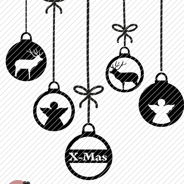 Plotterdatei-Set Weihnachtskugeln "Engel&Rentier"