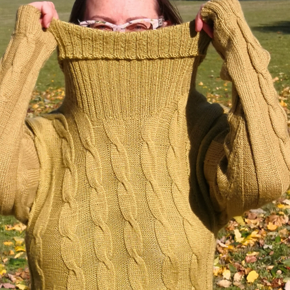 Strickanleitung Rollkragenpulli Schräge Zöpfe