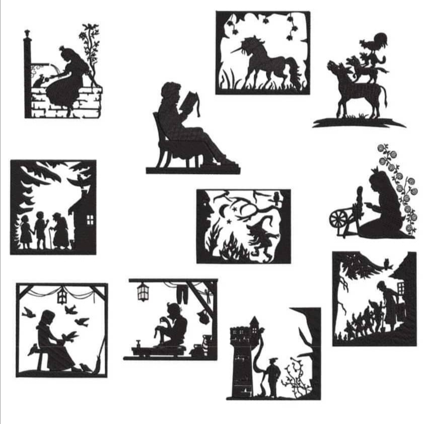 Stickdatei Set Märchen im Scherenschnitt-Stil 10x10 (4x4")