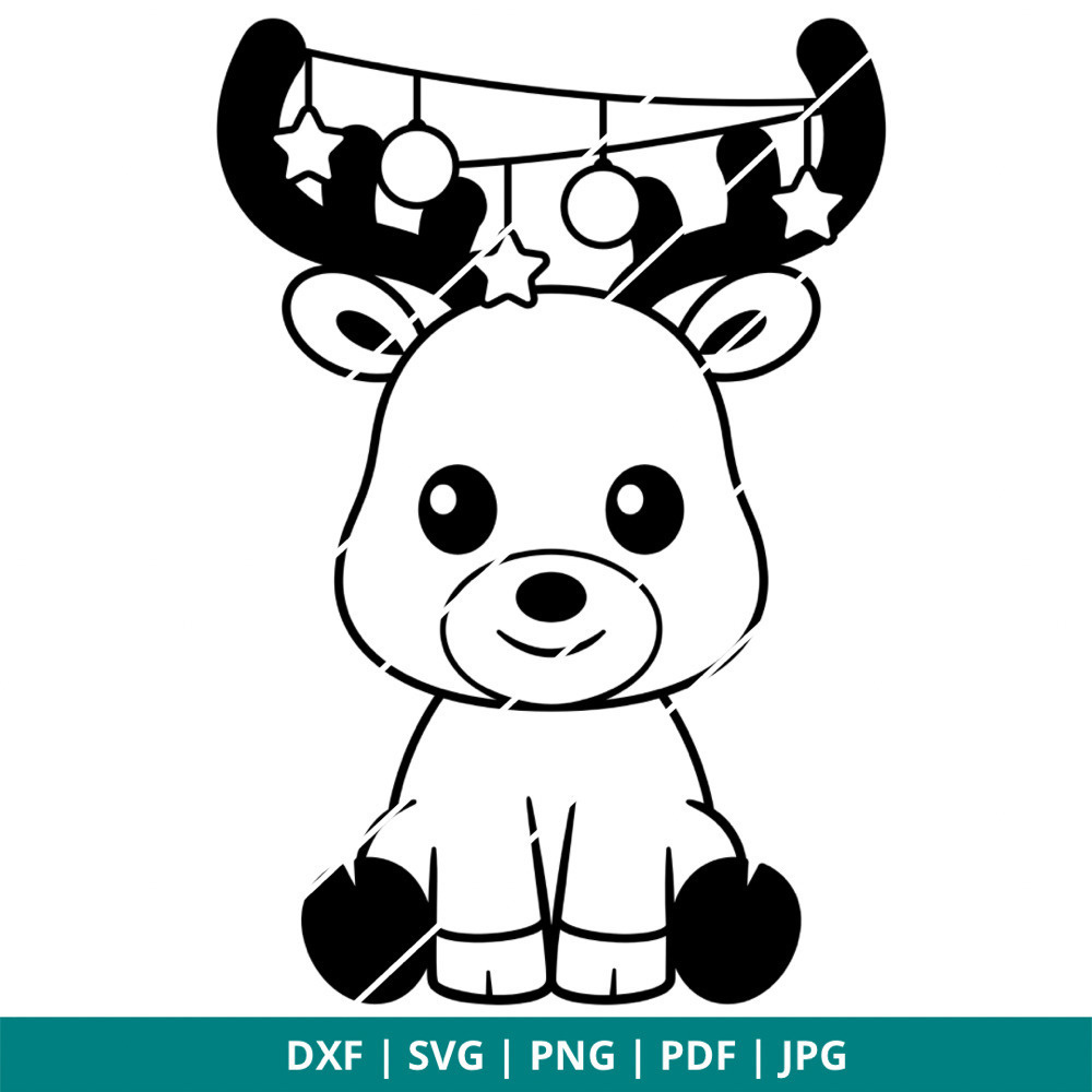 Christmas Reindeer Clipart Black And White